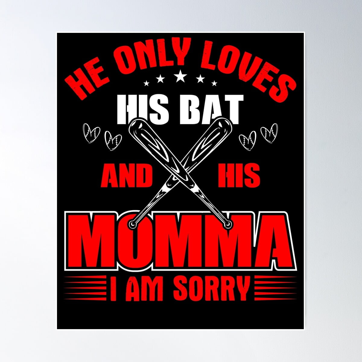 Baseball Momma - Funny Gifts For Moms And Baseball Lovers Poster Wall ...