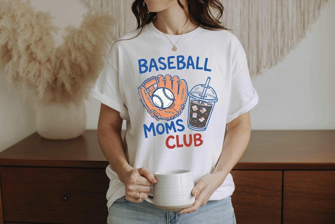 Baseball Moms Club Game Day Doodle Sports Mom T-Shirt - Walmart.com