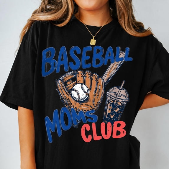 Baseball Moms Club Shirt Gameday Doodle Baseball Tee, Graphic T-Shirt ...