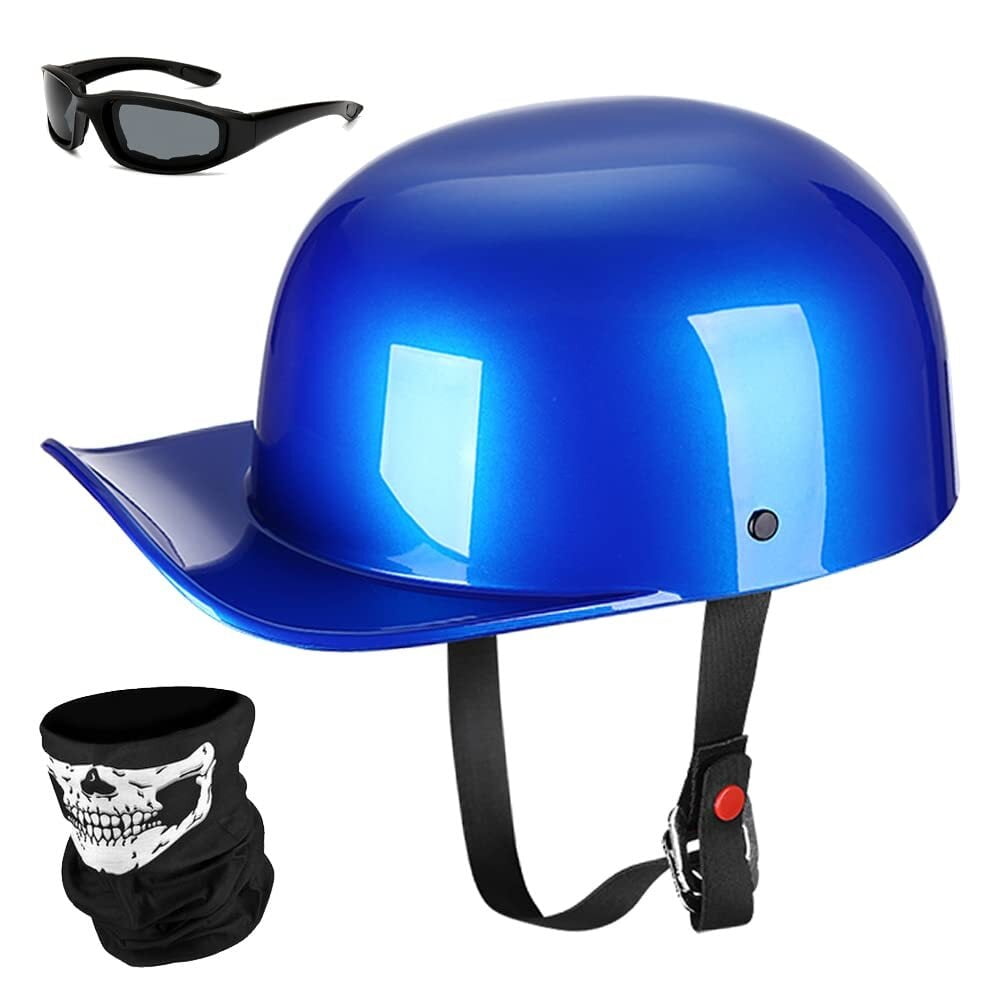 Baseball Motorcycle Helmet Half Cap for Bike Cruiser Chopper Moped Scooter- Dot Approved x ...