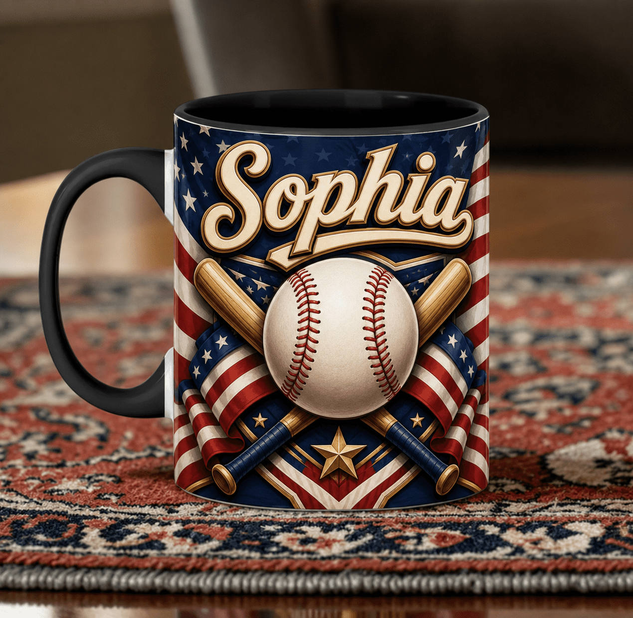 Baseball Mug 2D Printed 3D Effect Patriotic Personalized Fan Gift ...