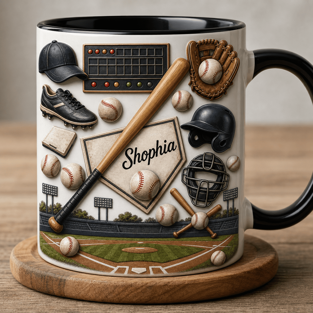 Baseball Mug 2D Printed 3D Effect Personalized Baseball Dad Gift for ...