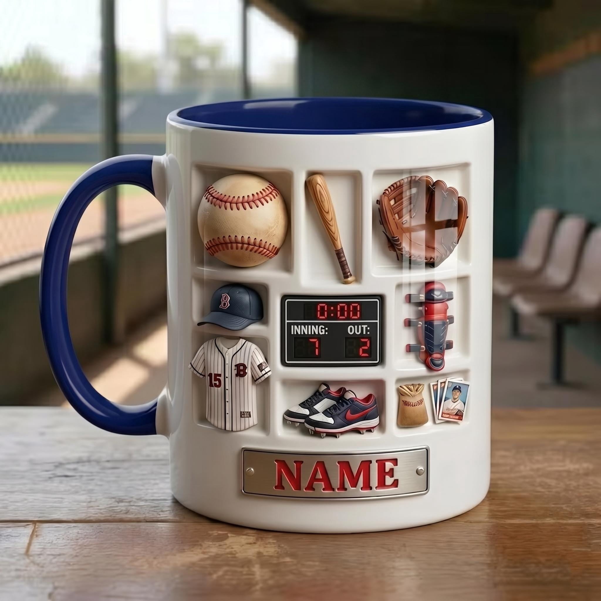Baseball Mug 3D, 3D Faux Design, Player Fan Gift, Ceramic Coffee Cup ...