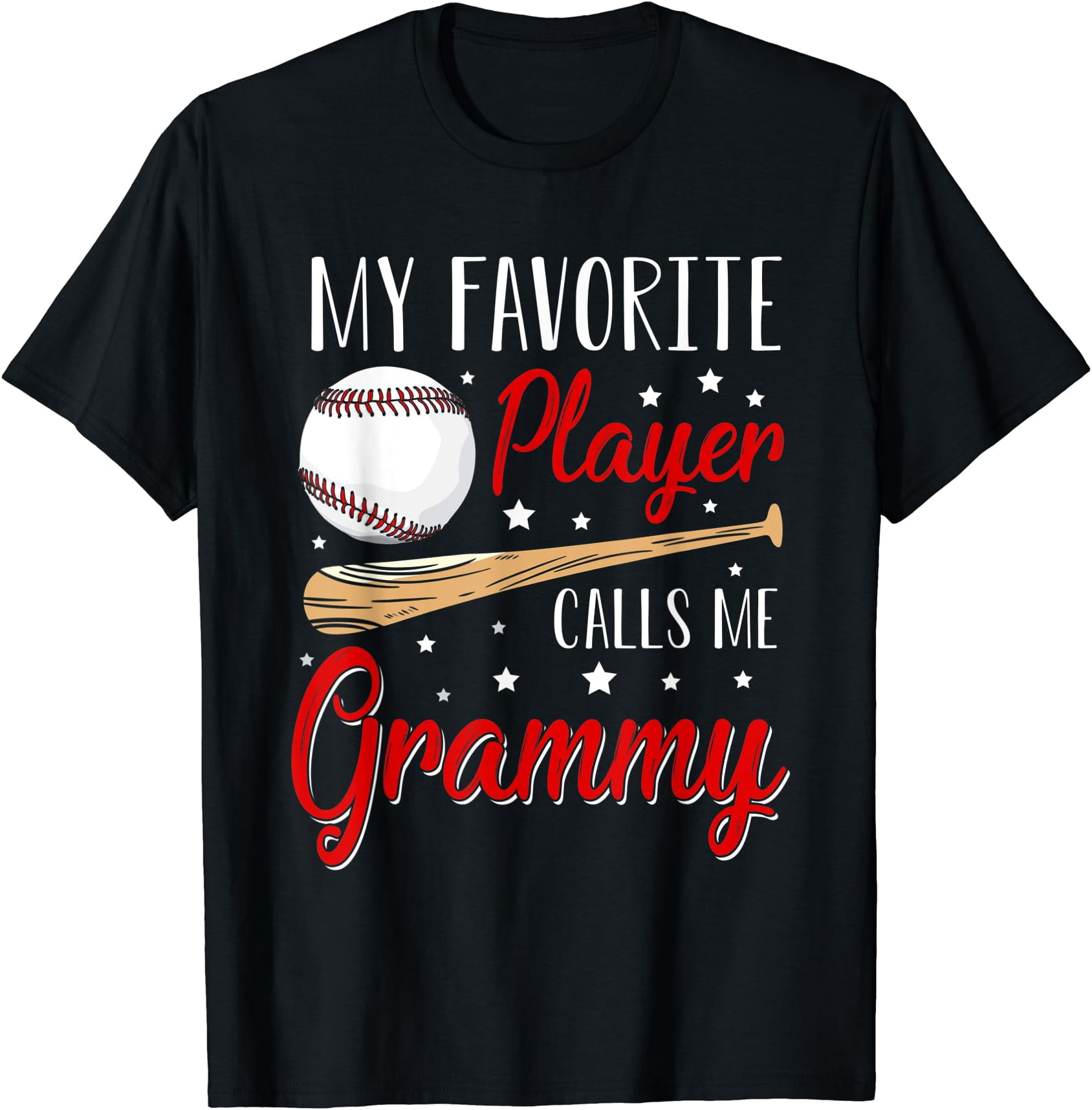 Baseball My Favorite Player Calls Me Grammy Heart Grandma T-Shirt ...