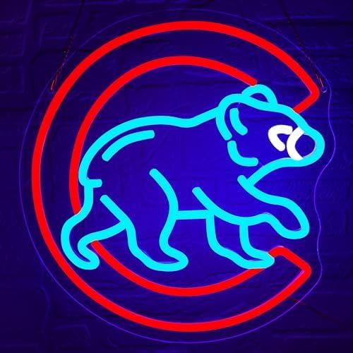 Baseball Neon Sign for Wall Decor Dimmable Cubb Baseball LED Light Up ...