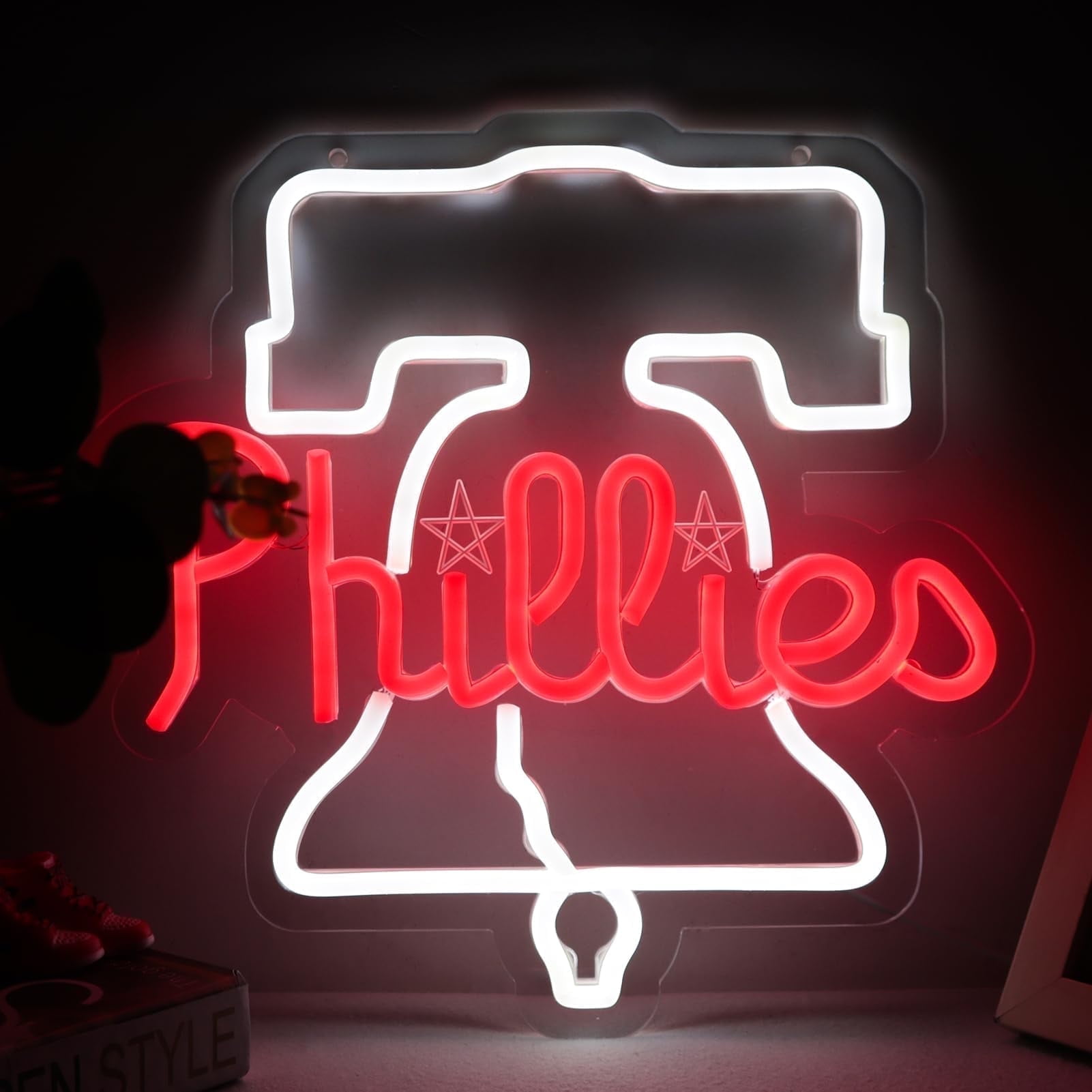 JFLLamp Phillies Neon Sign 12.6x12.2inches Phi Baseball Neon Light Wall ...