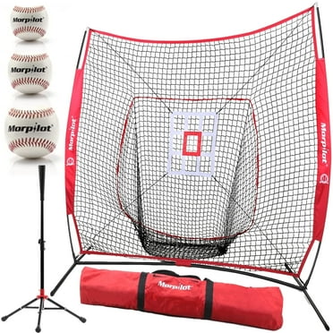 PowerNet Baseball Net Bundle, 5x5 Hitting & Pitching Net with Baseball ...