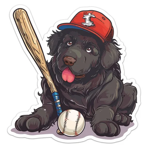 Baseball Newfoundland Dog Sticker Phone Decal Water Bottle Stickers Car ...