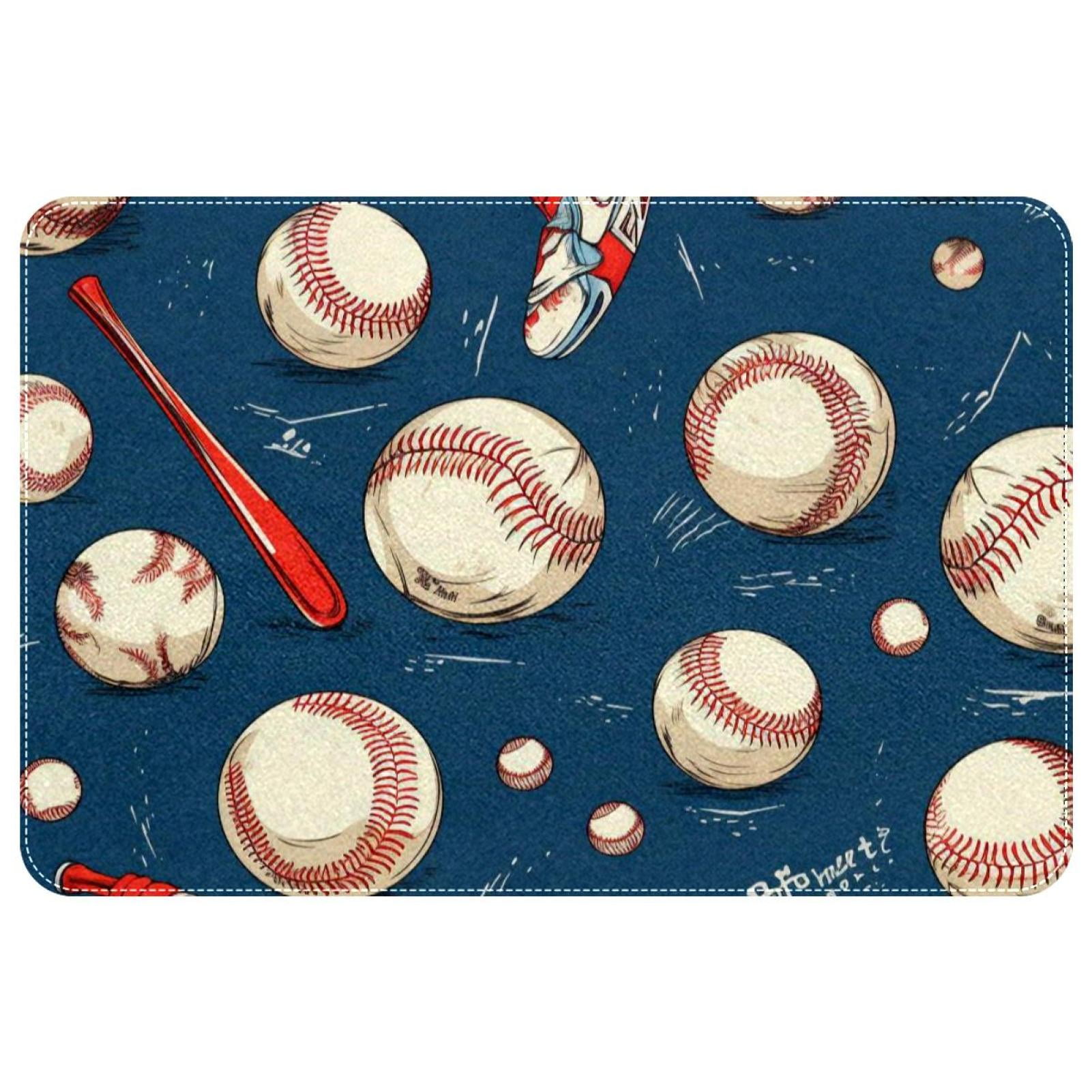 Baseball Non-Slip Machine Washable Polyester Kitchen Mat Indoor Rug ...