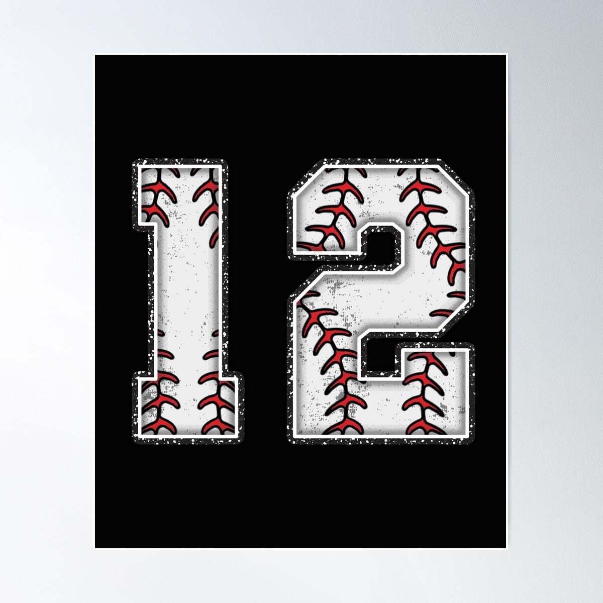 Baseball Number 12 Poster Wall Art, Modern Wall Decor For Living Room ...