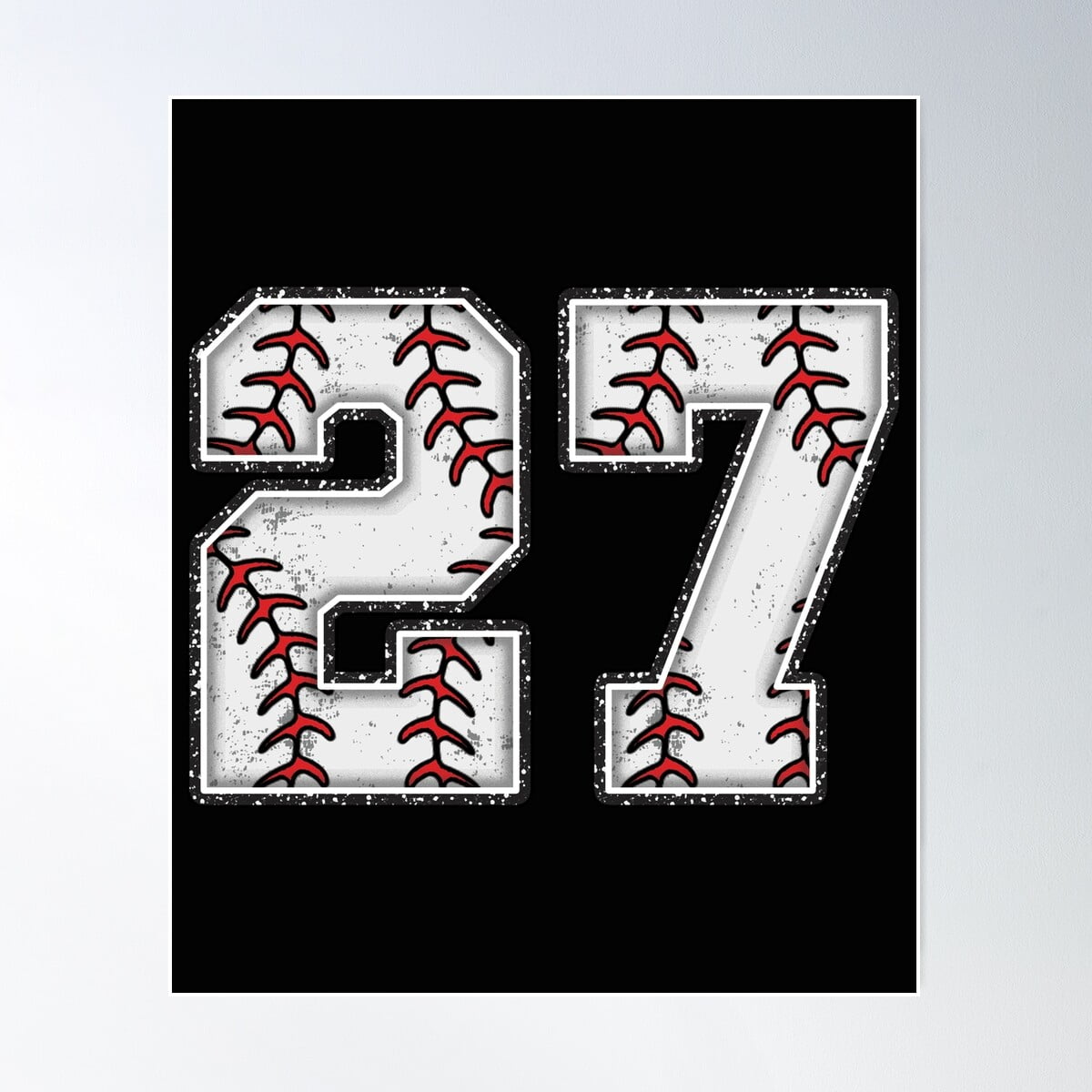 Baseball Number 27 Poster Wall Art, Modern Wall Decor For Living Room ...