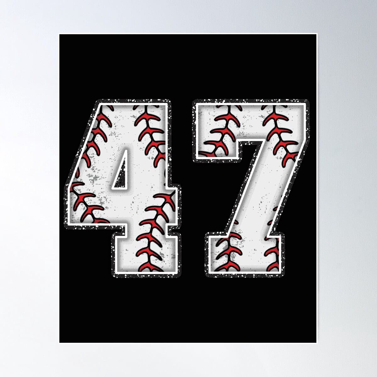 Baseball Number 47 Poster Wall Art, Modern Wall Decor For Living Room ...