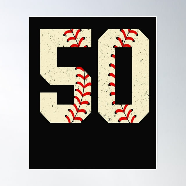 Baseball Number 50 Baseball Birthday 50 Baseball Themed 50Th Poster ...