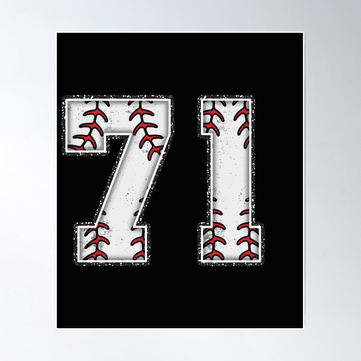 Baseball Number 71 Poster Wall Art, Modern Wall Decor For Living Room ...