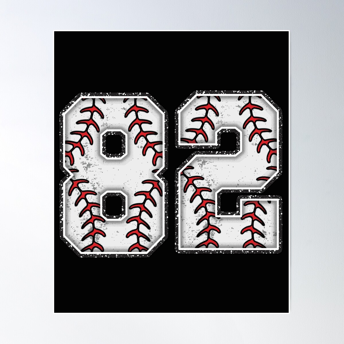 Baseball Number 82 Poster Wall Art, Modern Wall Decor For Living Room ...