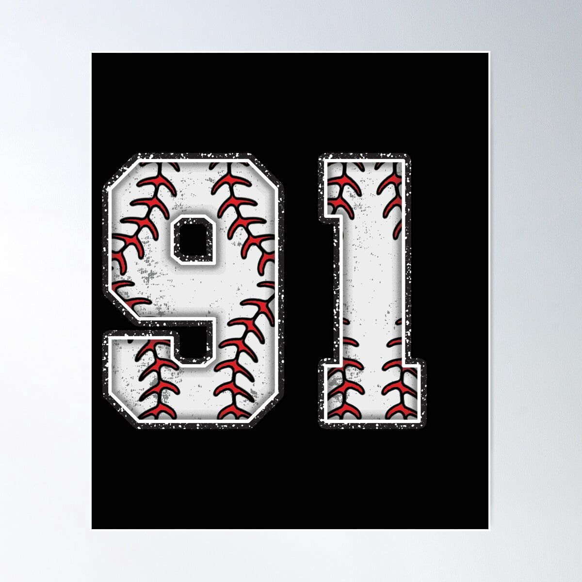 Baseball Number 91 Poster Wall Art, Modern Wall Decor For Living Room ...