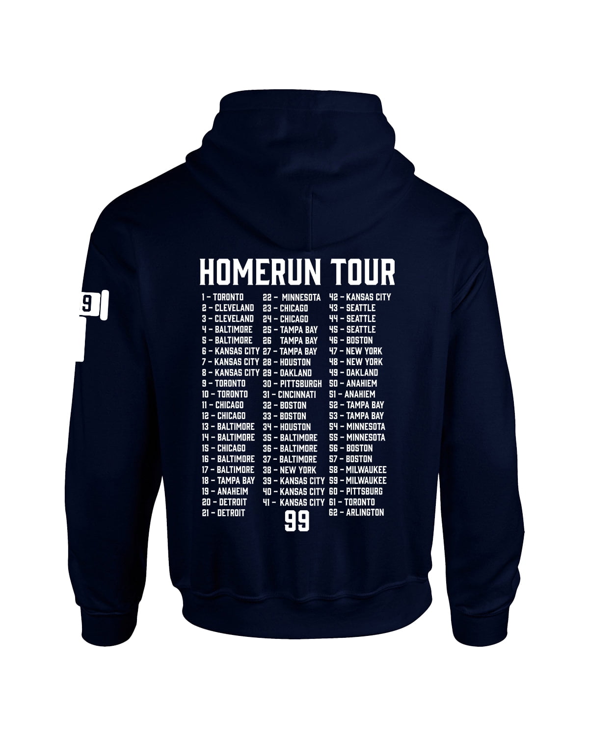 Baseball Number 99 Judge 62nd Homerun Tour 62 Cities Homerun Mens ...