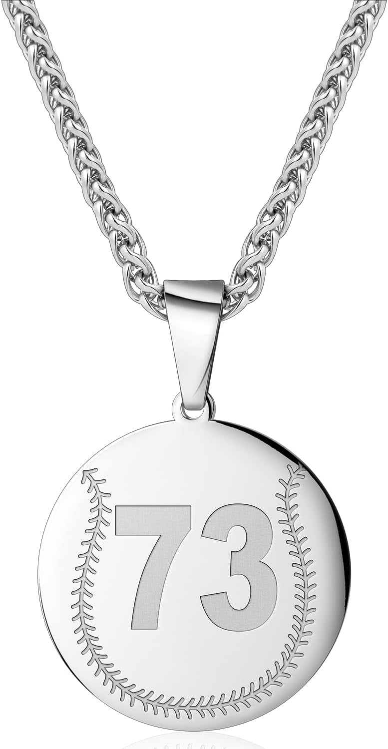 Baseball Number Necklace, 0-99 Jersey Baseball Pendant Necklace for Men ...