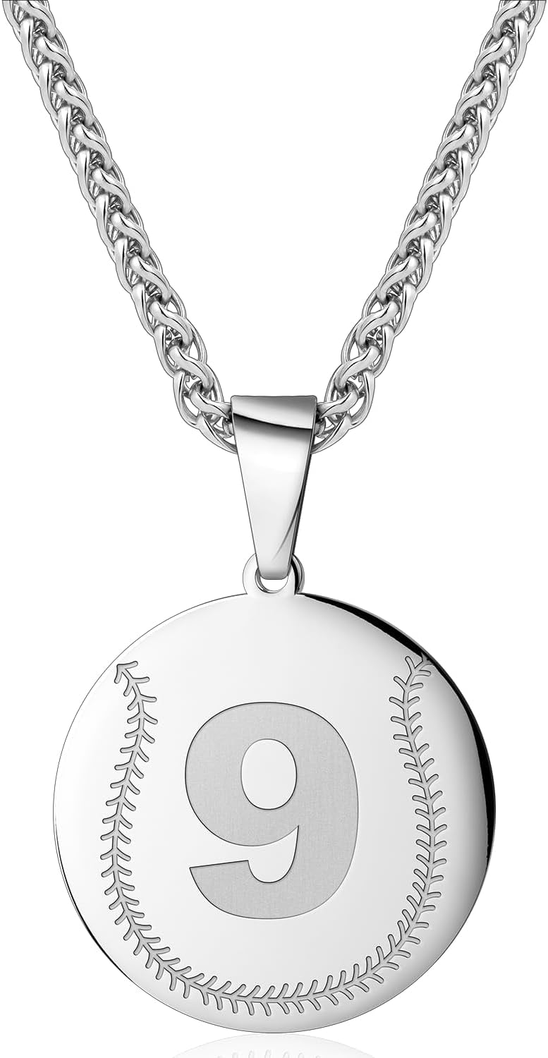 Baseball Number Necklace, 0-99 Jersey Baseball Pendant Necklace for Men ...