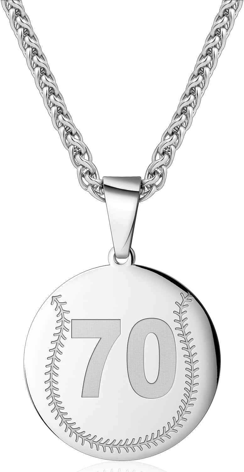 Baseball Number Necklace, 0-99 Jersey Baseball Pendant Necklace for Men ...