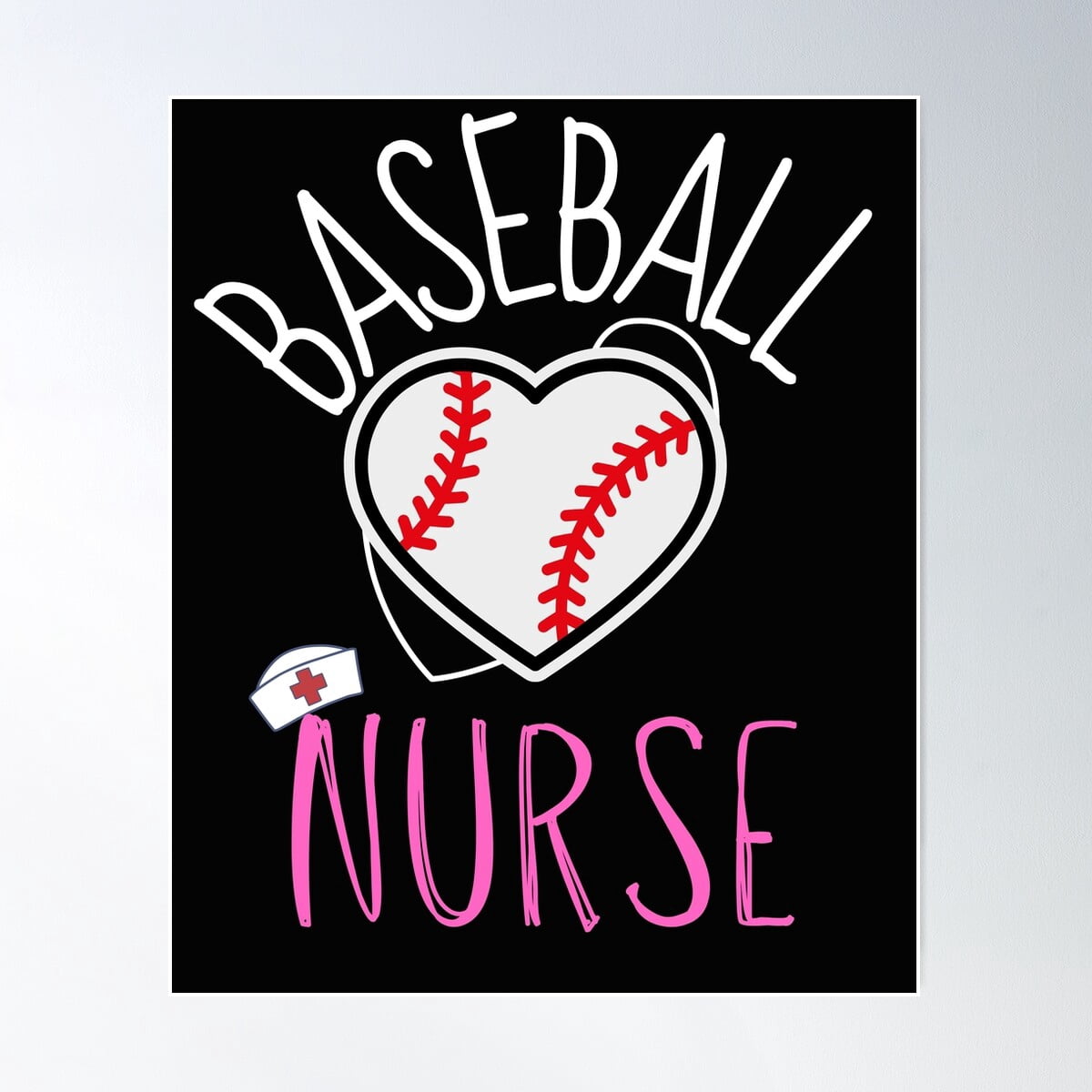 Baseball Nurse Funny Baseball Player Poster Wall Art, Modern Wall Decor ...