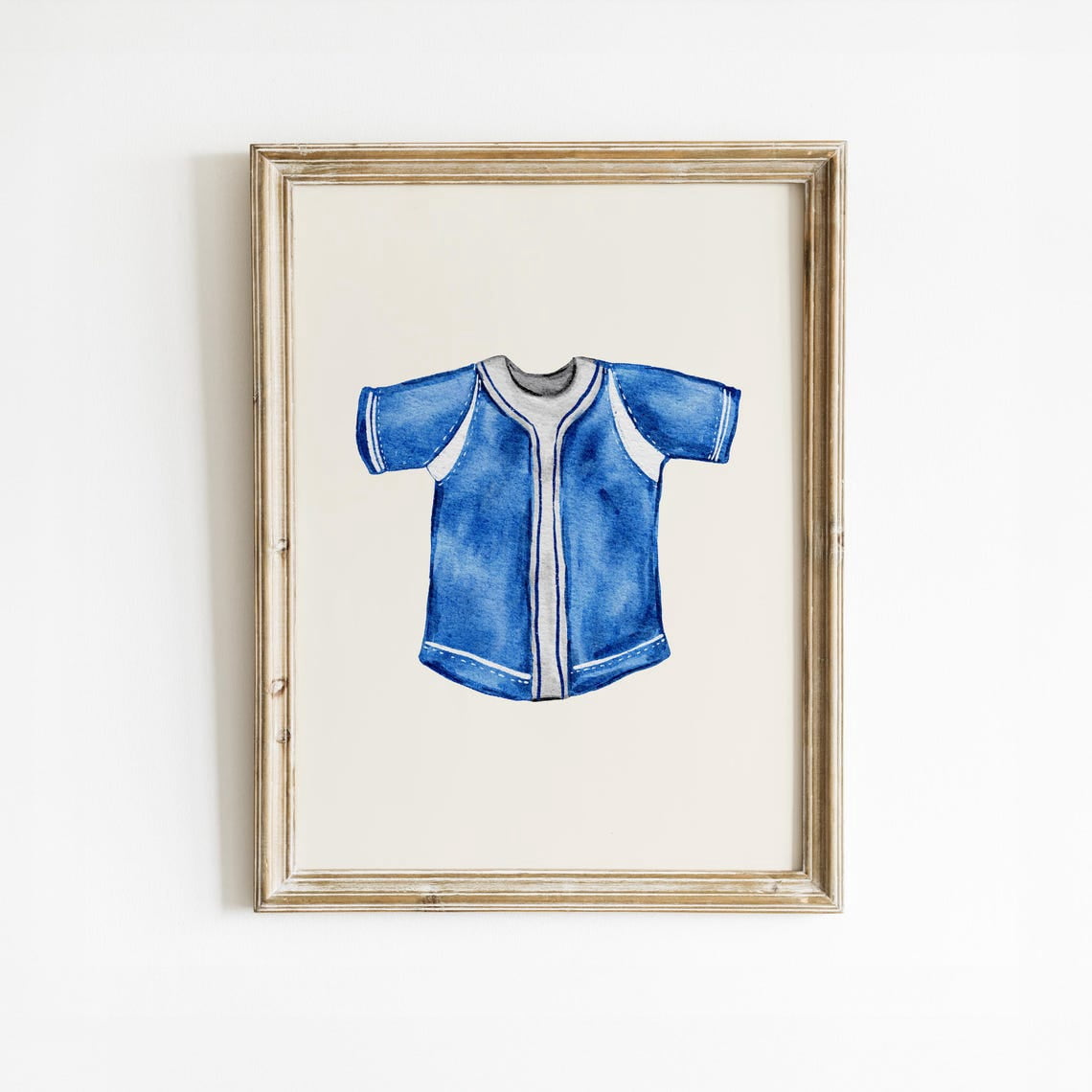 Baseball Nursery Wall Art Vintage Style Blue Jersey, Unframed Paper ...
