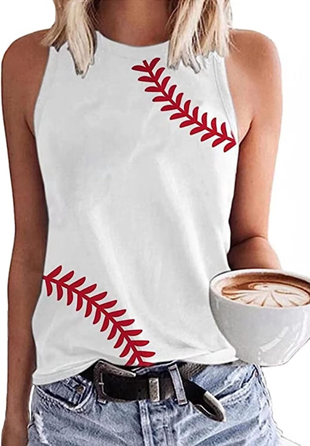 Baseball O-Neck Tank for Women Print Baseball Tanks Cute Workout ...