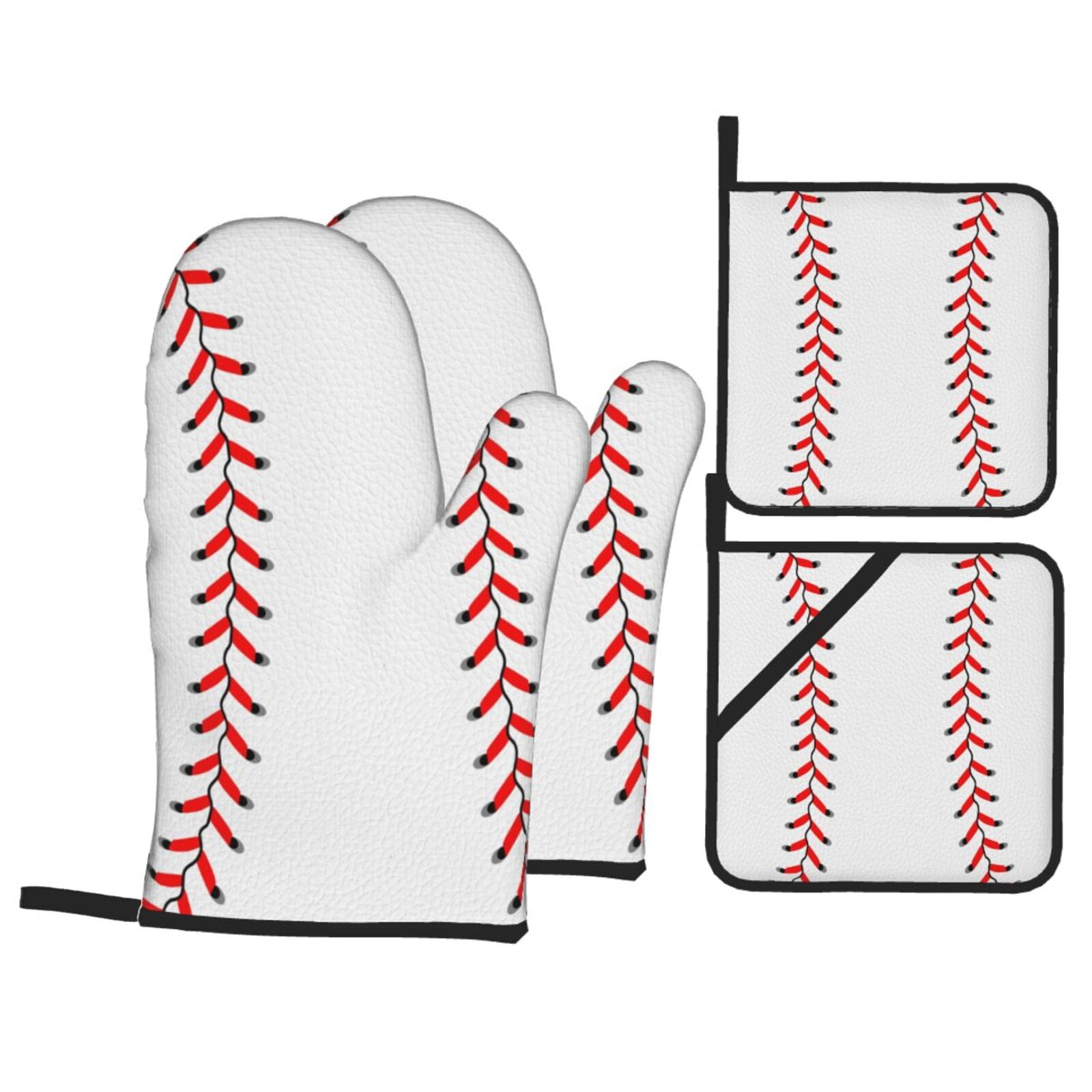 Baseball Oven Mitts And Pot Holders Sets 4pcs, Heat Resistant Oven ...