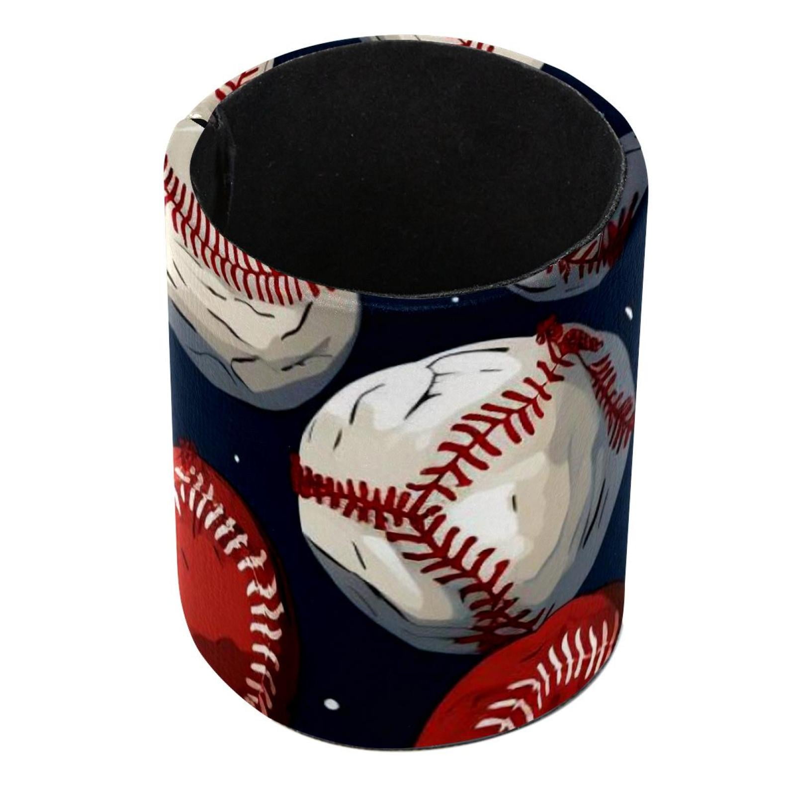 Baseball PVC Leather Cylinder Pen Holder Pencil Organizer 3.9x3.1 ...