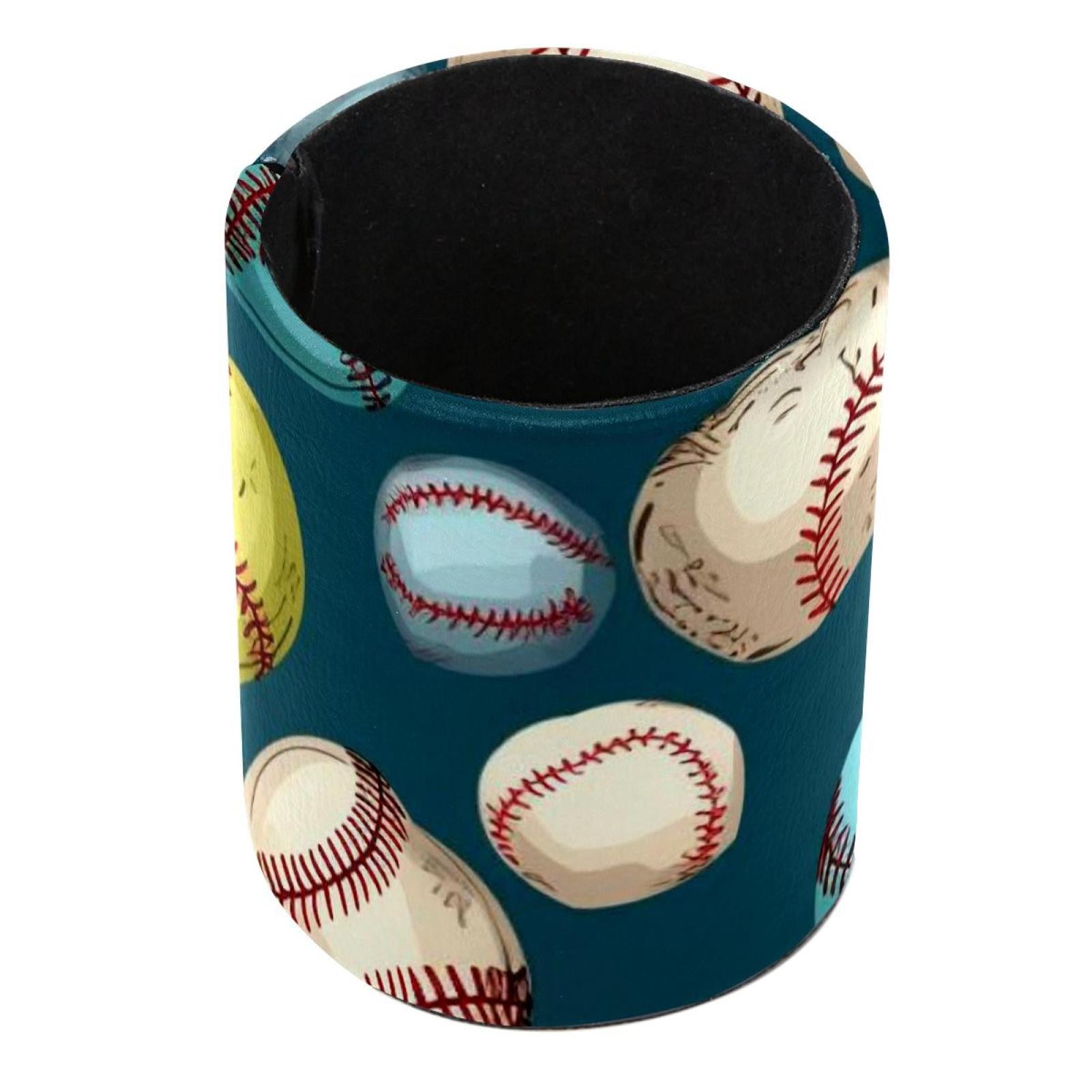 Baseball PVC Leather Cylinder Pen Holder Pencil Organizer with Lined ...