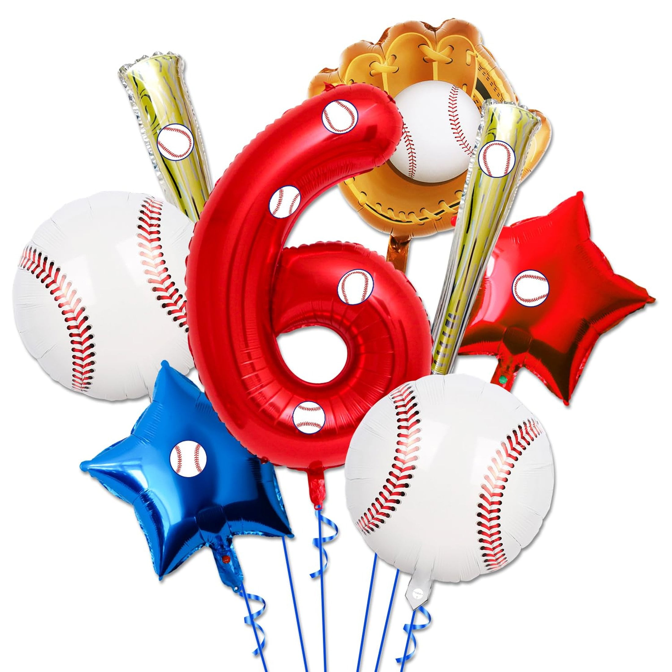 Baseball Party Balloon Set - Includes Baseball F, Glove, Bats Balloons ...