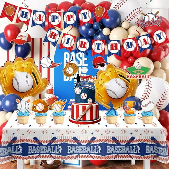 Baseball Party Decorations, 118pcs Baseball Birthday Decorations Set ...