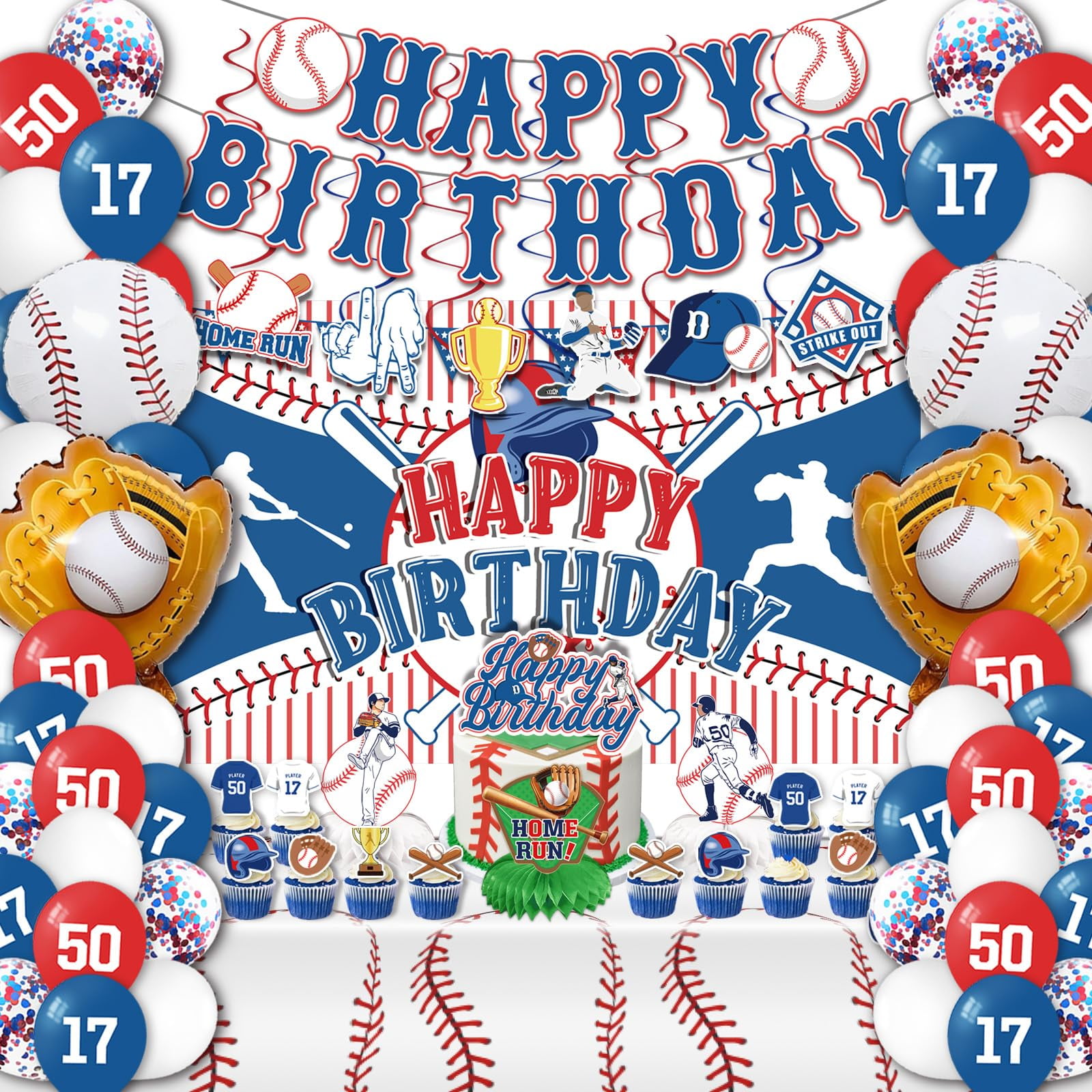 Baseball Party Decorations, Baseball Birthday Party Supplies Kit ...
