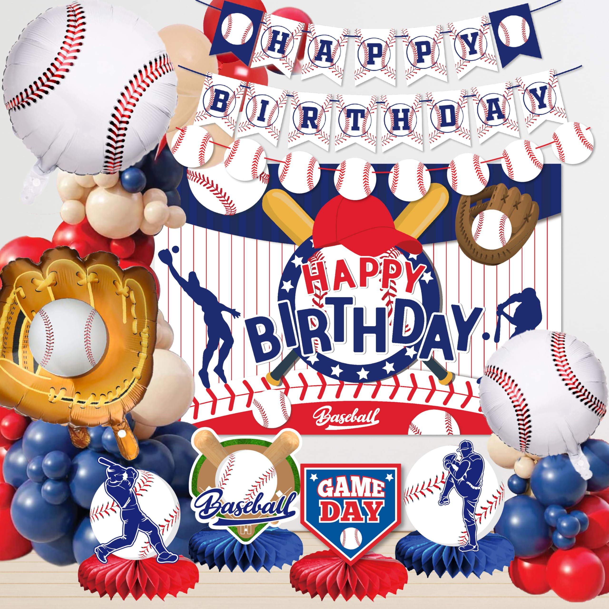 Baseball Party Decorations, Include MMF7 Sport Themed Birthday Backdrop ...