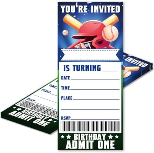 Baseball Party Invitations 20 Pack Boys Baseball Ticket Invitations ...