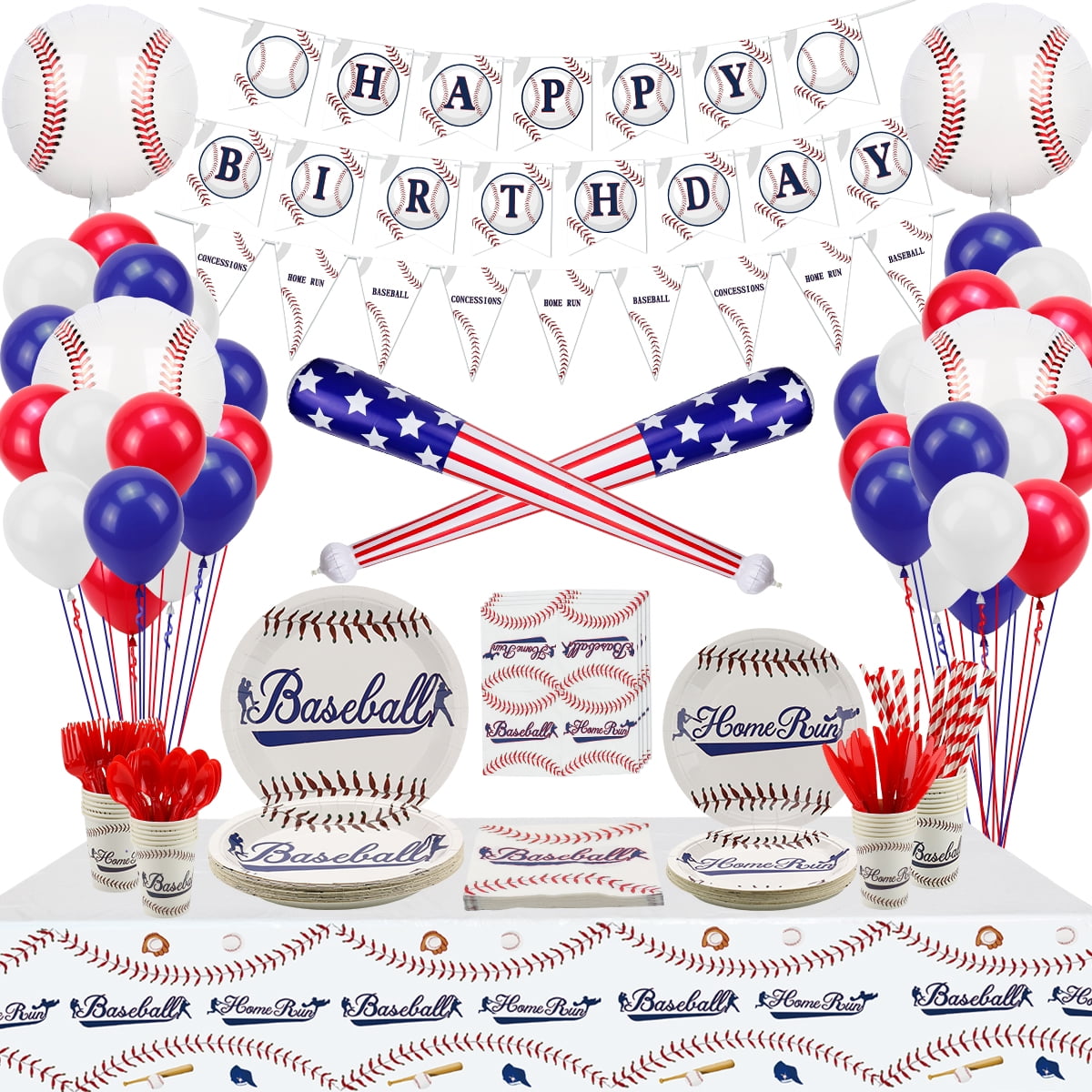 Walmart Baseball Party Supplies - Themed Decorations with Tableware Kit ...