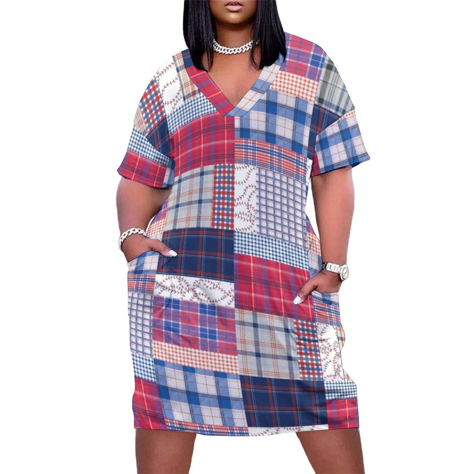 Baseball Patchwork Loose Pocket Dress luxury women"s party dress ...