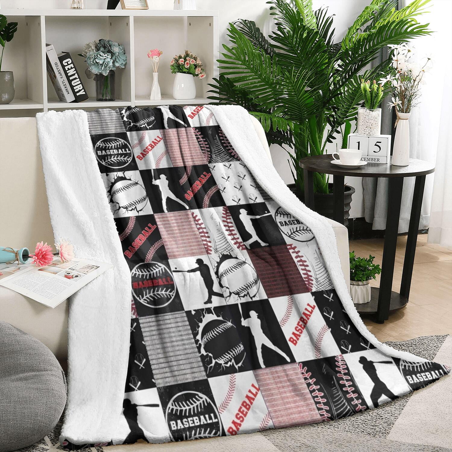 Baseball Patchwork Pattern Blanket,Comfortable Soft Lamb Wool Throw ...