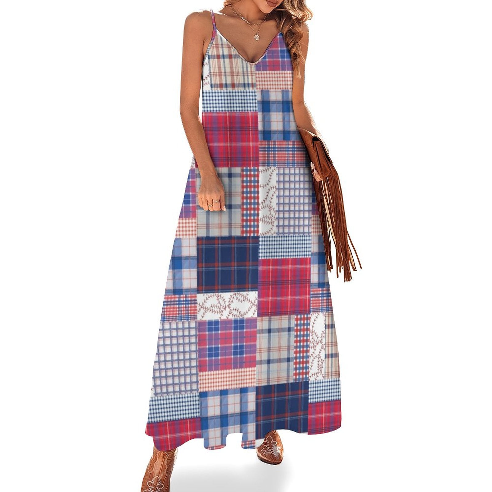 Baseball Patchwork Sleeveless Dress women's evening dress dress party ...