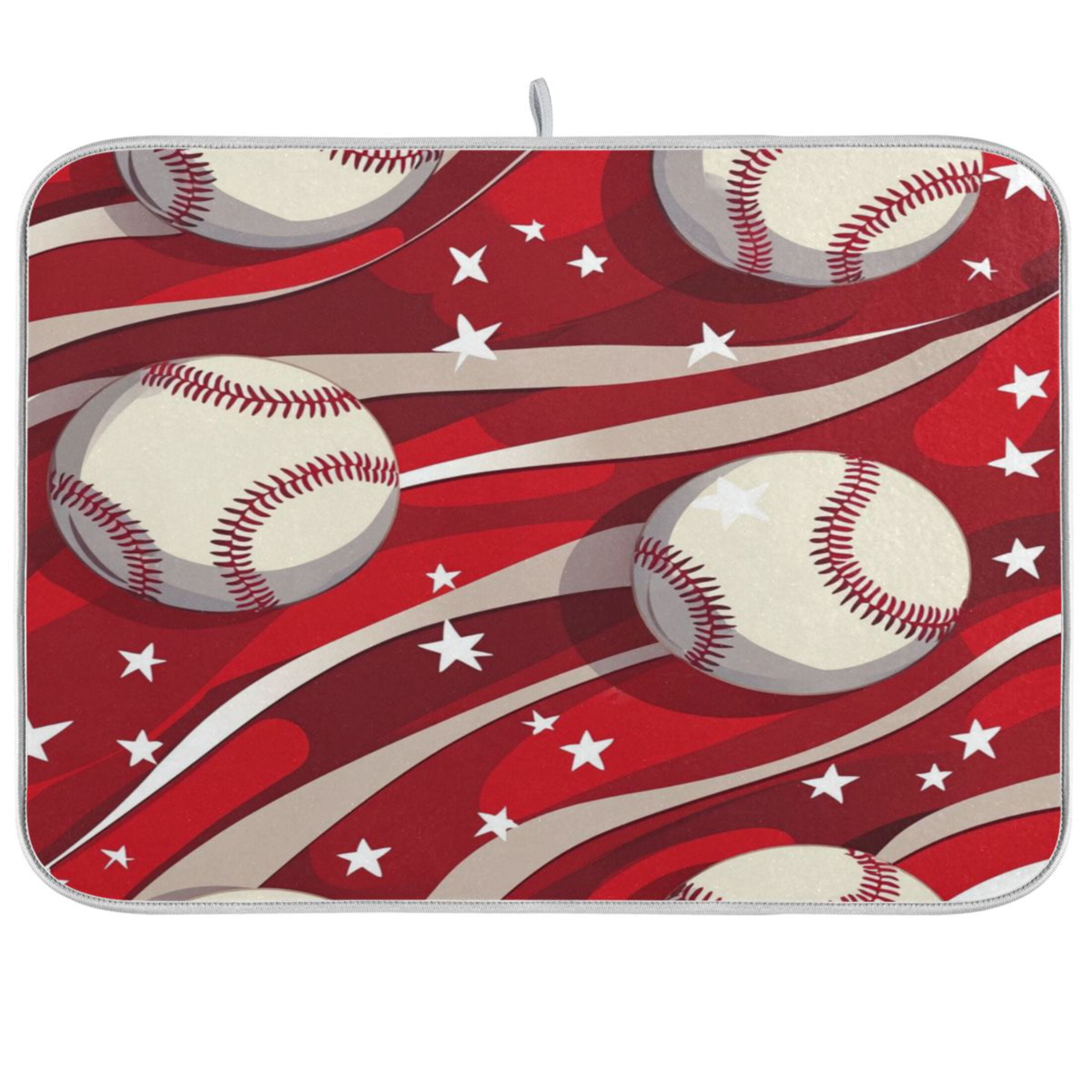 Baseball Pattern Dish Drying Mat Kitchen Mats Microfiber Counter ...