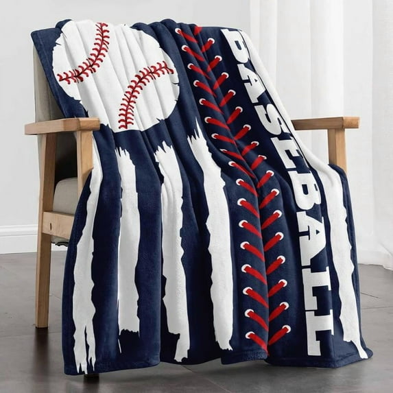 Baseball Pattern Flannel Throw Blanket, Casual Sports Nap Blanket, Warm ...