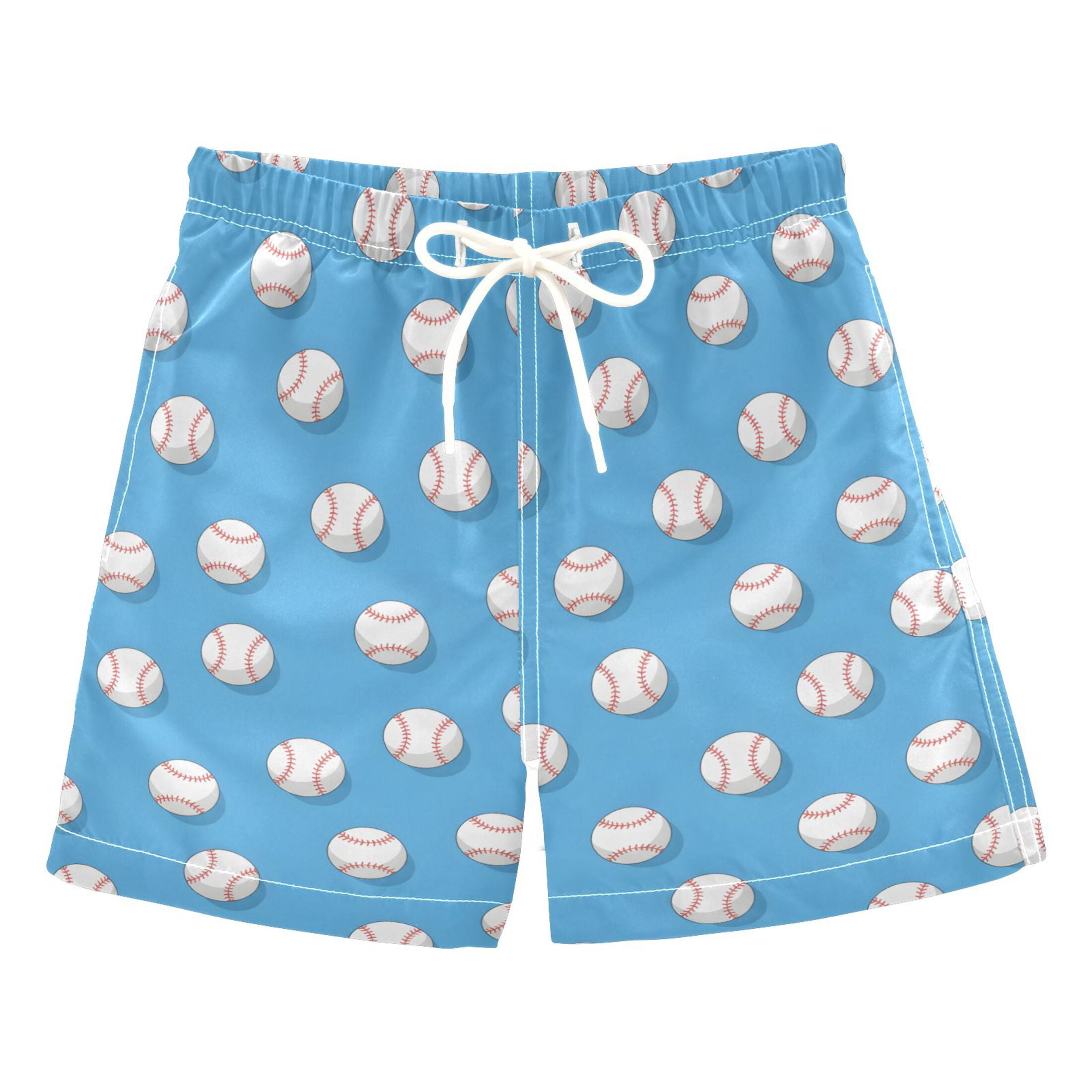 Baseball Pattern Swim Trunks Quick Dry Beach Pool Board Shorts ...