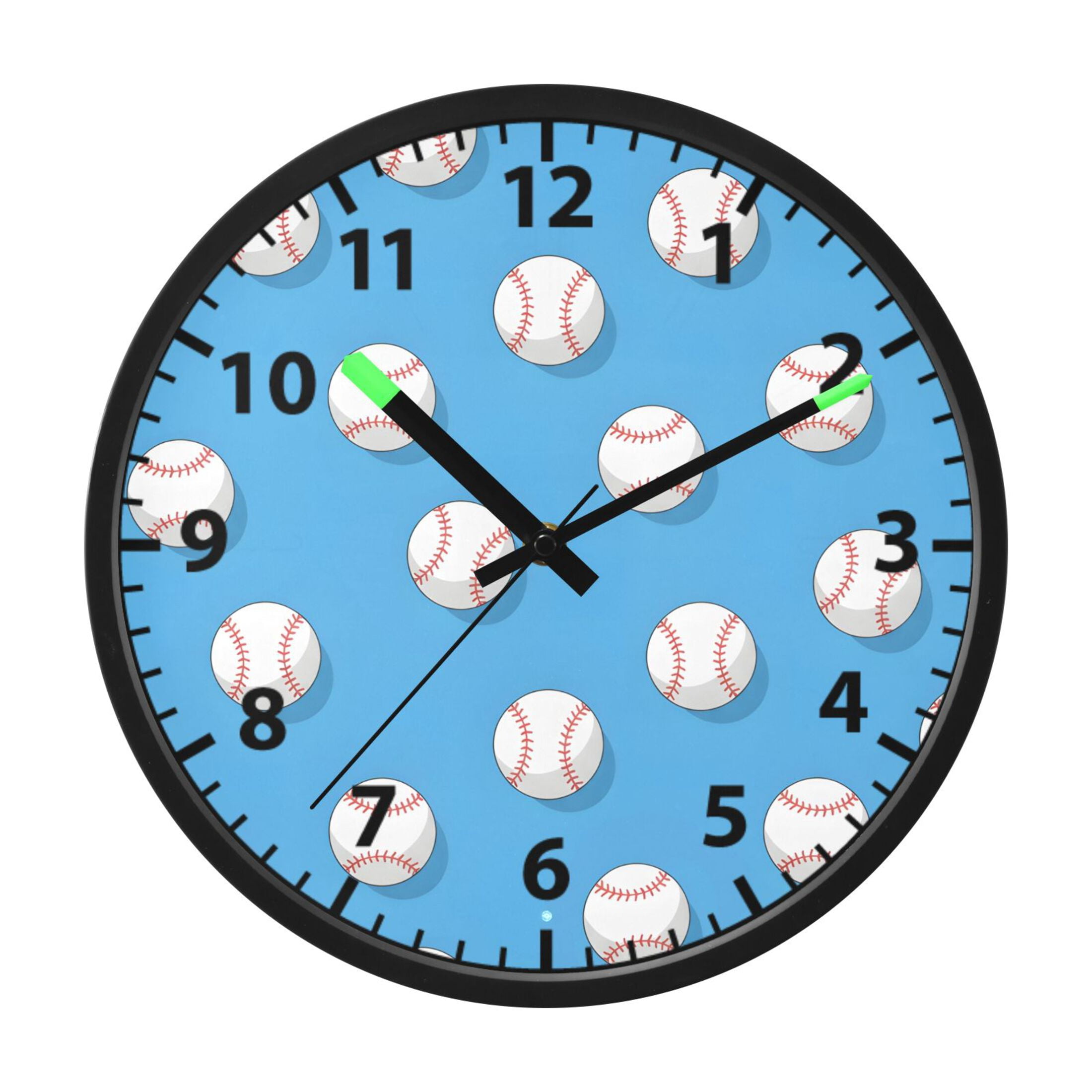 Baseball Pattern Wall Clock 12 Inch Voice Activated Night Light Silent ...