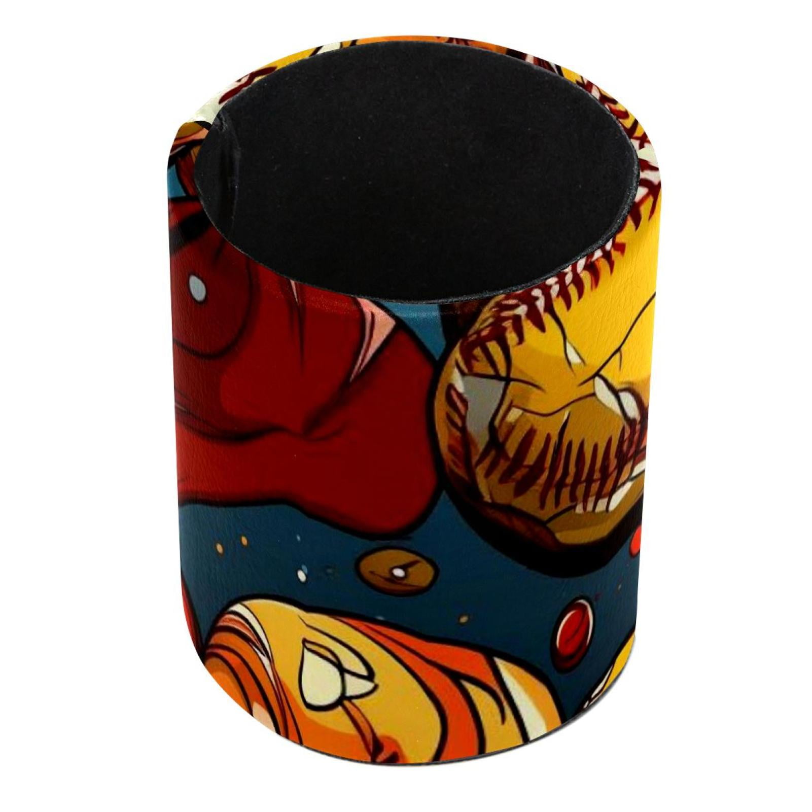 Baseball Pencil Organizer Pen Holder Cylinder Pen Holder PU Leather ...