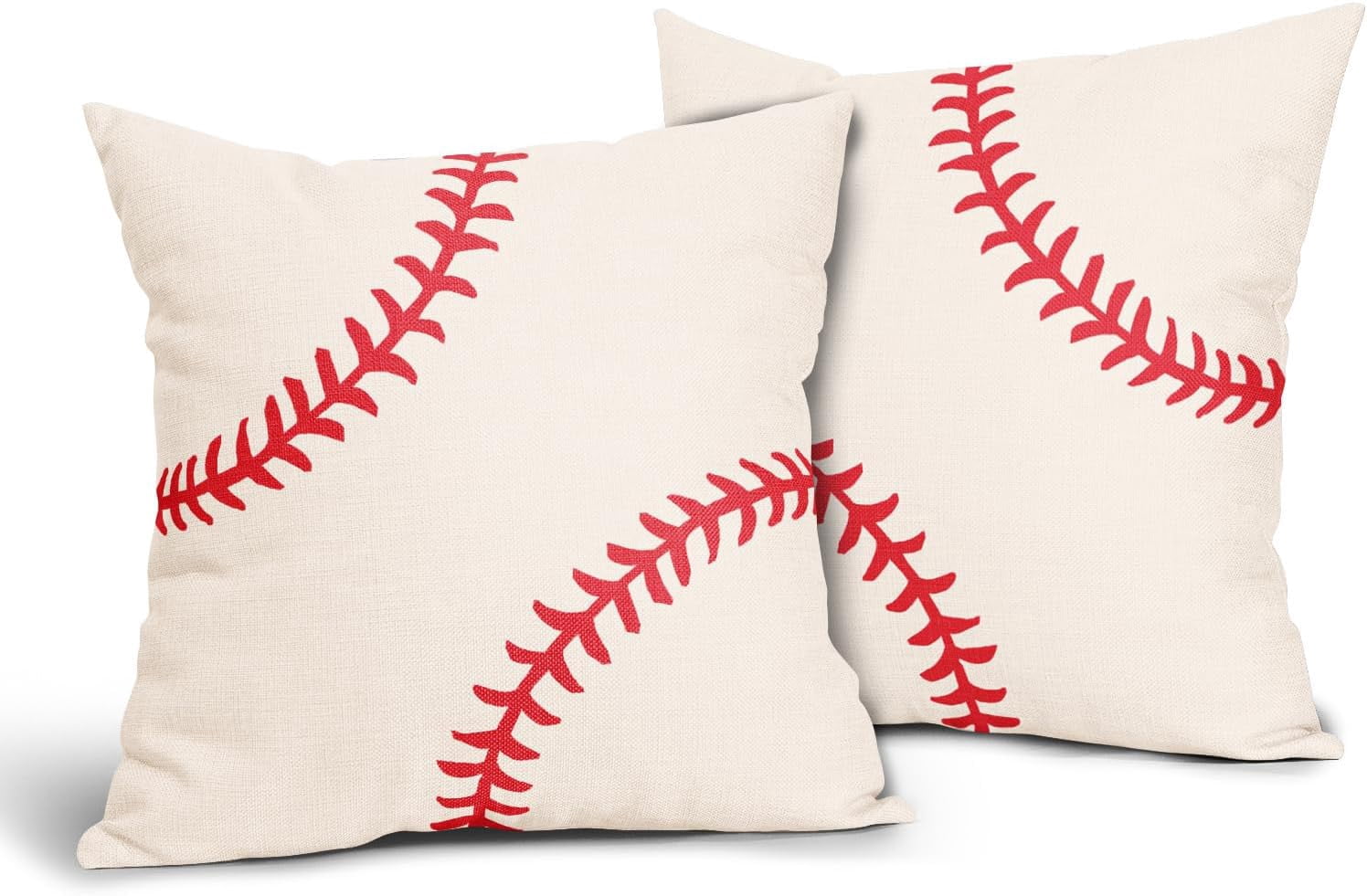 Baseball Pillow Covers 20x20 Inch Set of 2 Sport Themed Cotton Linen ...