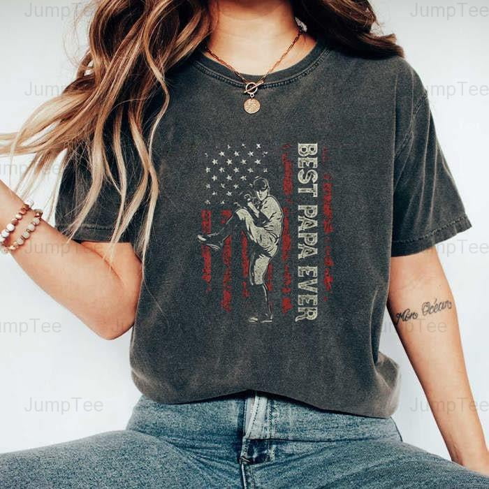 Baseball Pitcher Flag Best Papa Ever Men Father's Day Sports Fan Gift ...