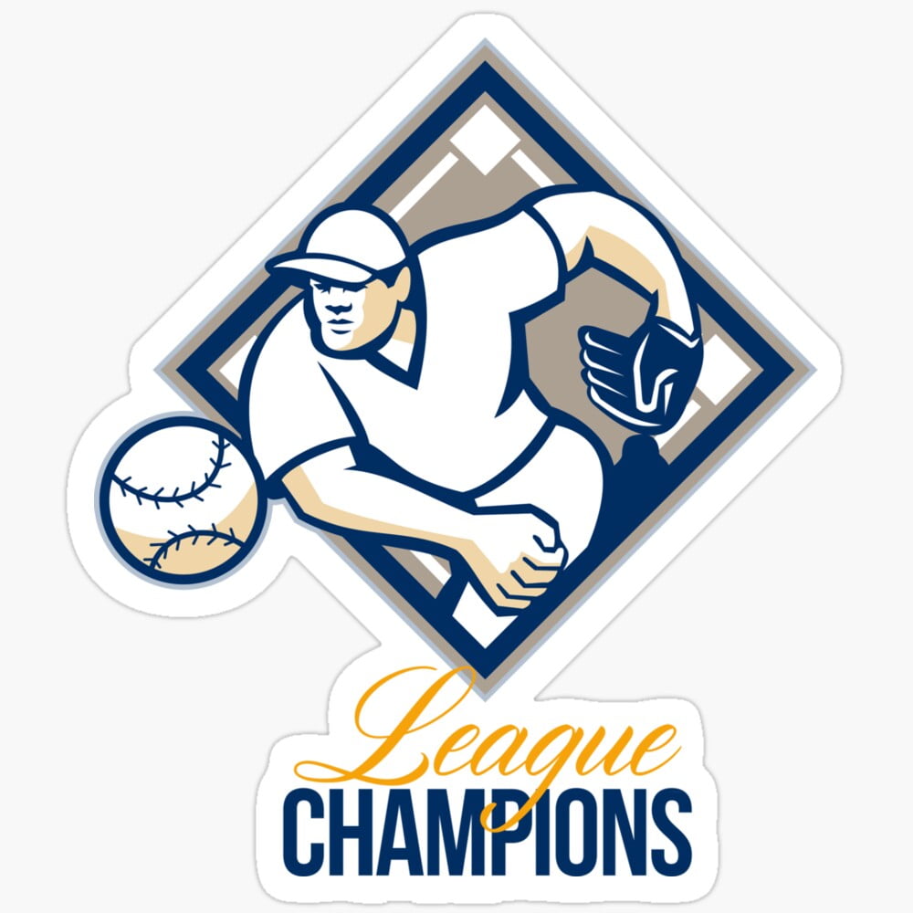 Baseball Pitcher League Champions Sticker Phone Decal Water Bottle ...