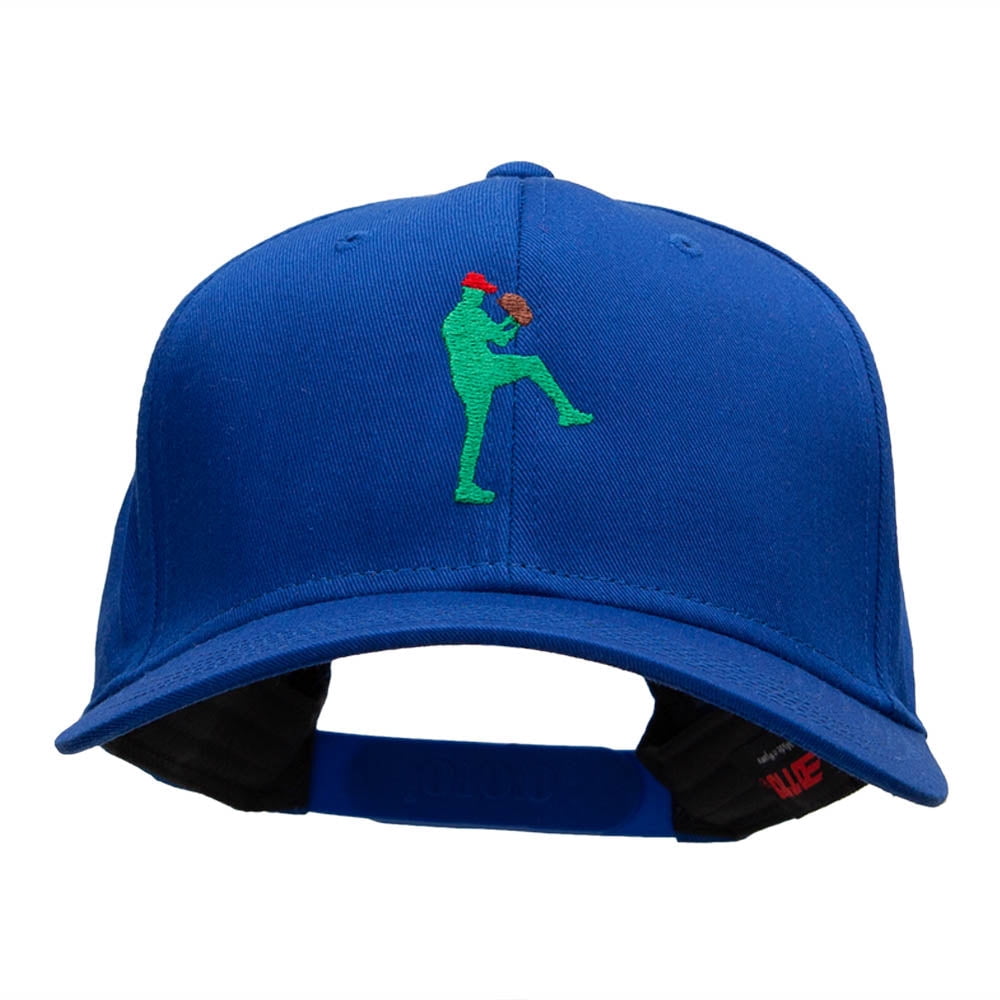 Baseball Pitcher Silhouette Embroidered Cotton Twill Cap - Royal OSFM ...