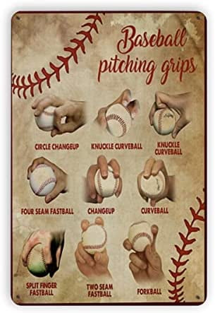 Baseball Pitching Grips And Baseball Skills Tin Signs Vintage Bar Cafe ...