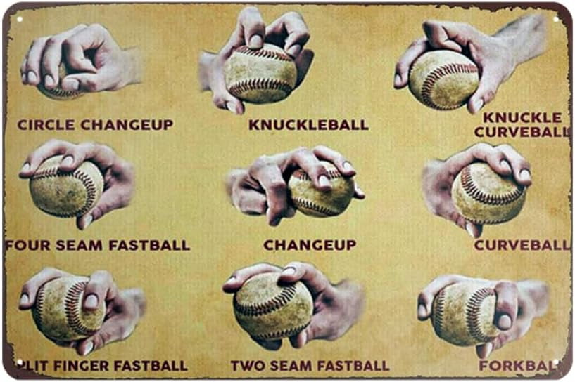 Baseball Pitching Grips and Baseball Skills tin Signs, Baseball Wall ...